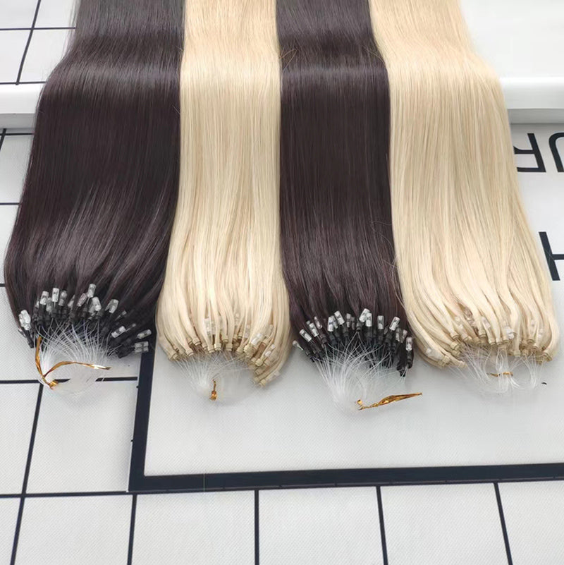 Human hair micro link beaded hair extensions – HSUhairextensions